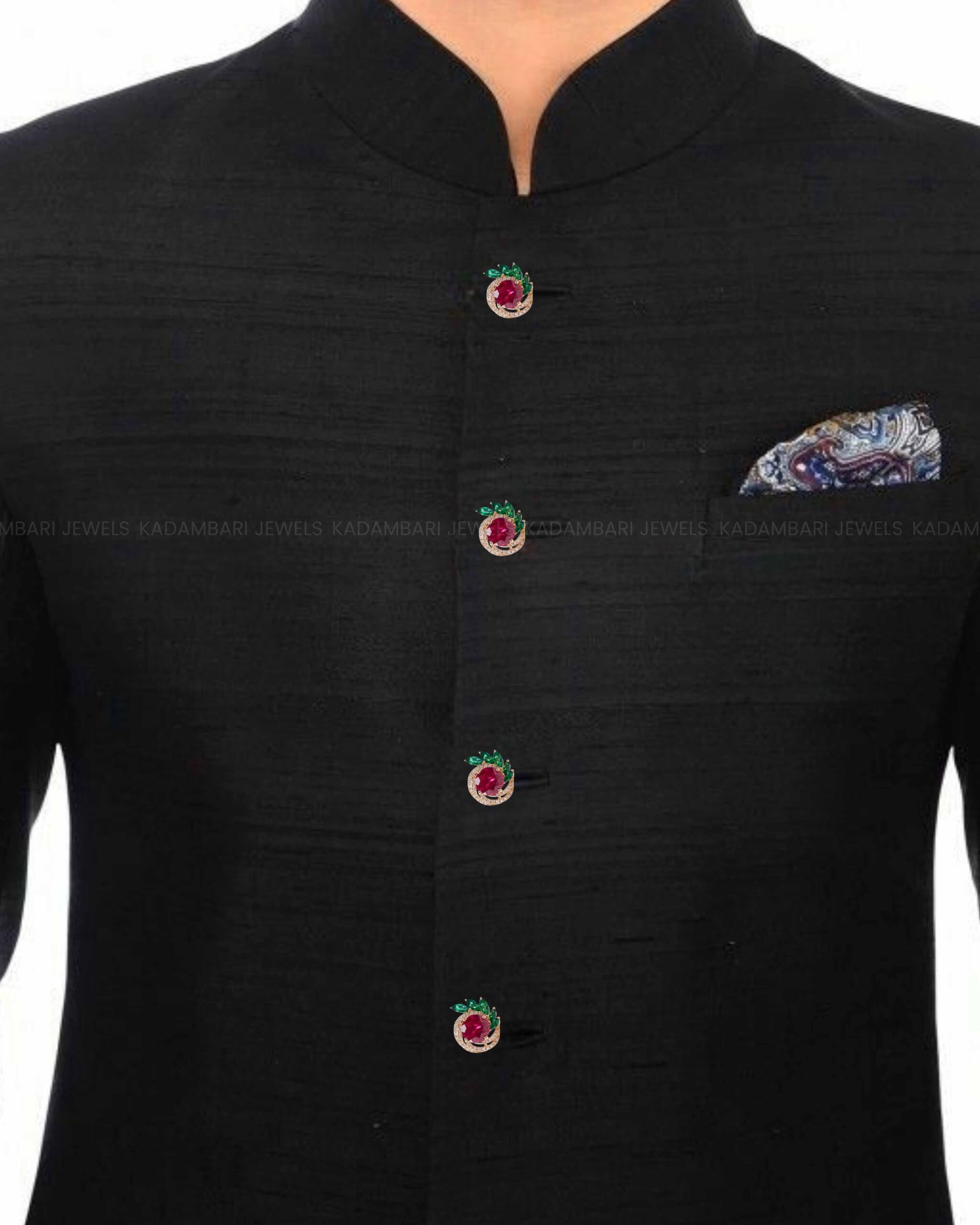 The Regal Ruby & Polki Buttons - Kadambari Jewels